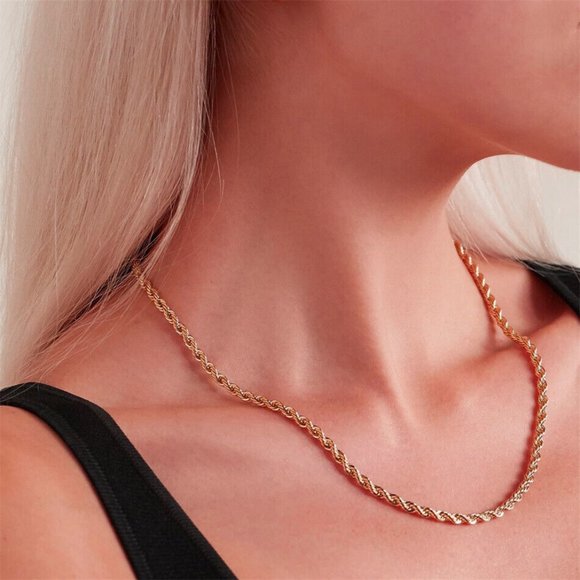 Jewelry | 18k Rose Gold Filled Twisted Rope Snake Chain Necklace ...